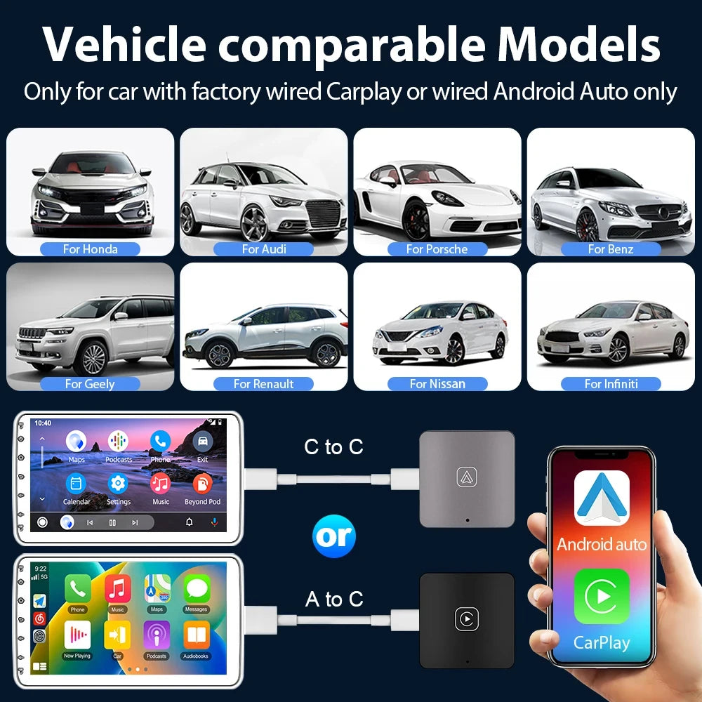 Android Auto AI Box Wireless Android Auto Adapter Carplay Dongle Bluet ...